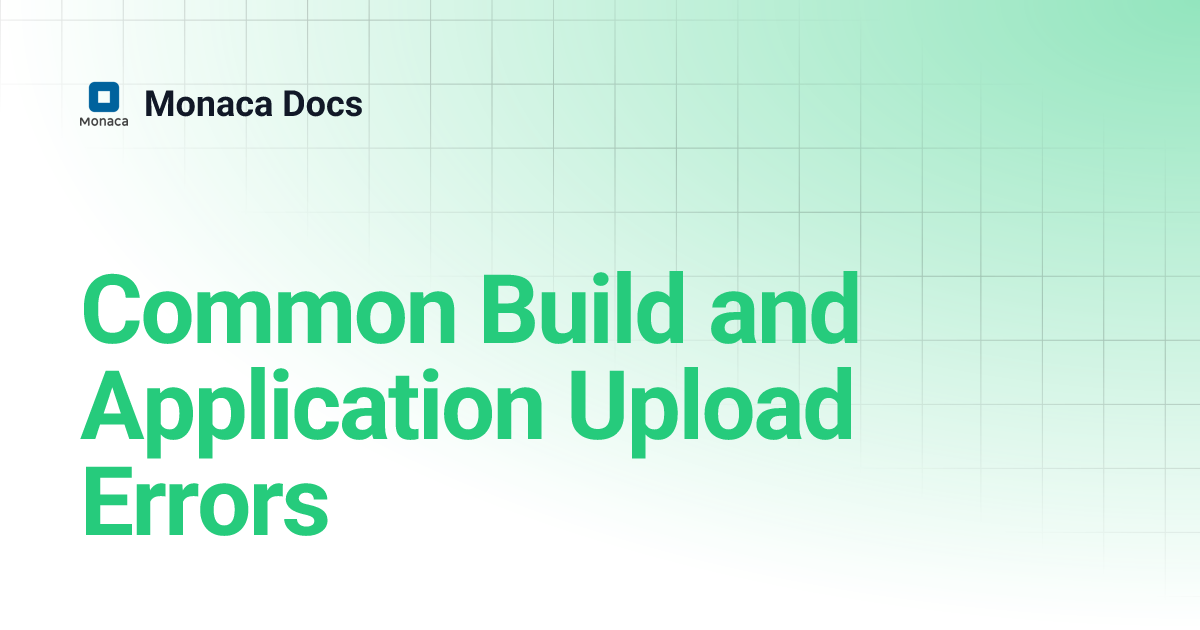 Common Build And Application Upload Errors Monaca Docs